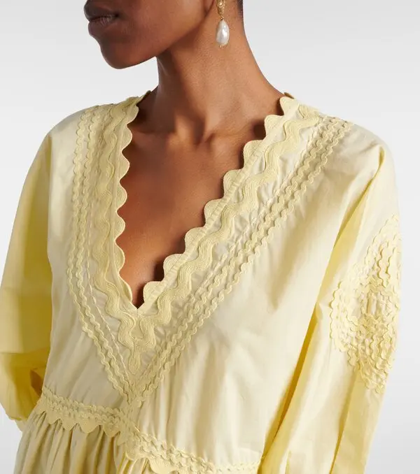 JULIET DUNN Embroidered Cotton Mini Dress - Yellow