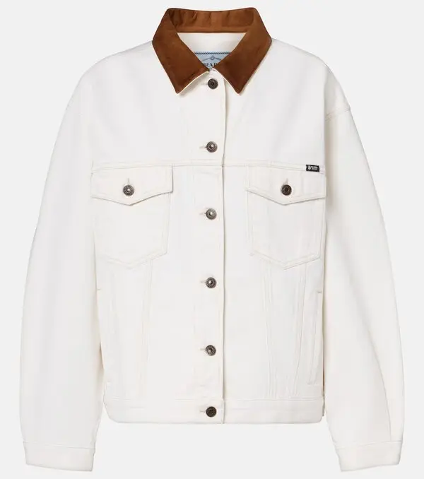 Prada Suede-trimmed Denim Jacket