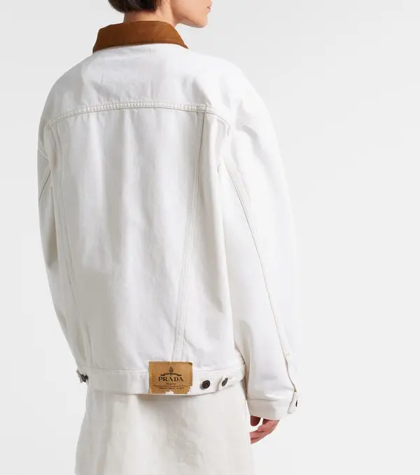 Prada Suede-trimmed Denim Jacket