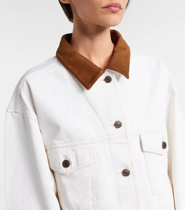 Prada Suede-trimmed Denim Jacket