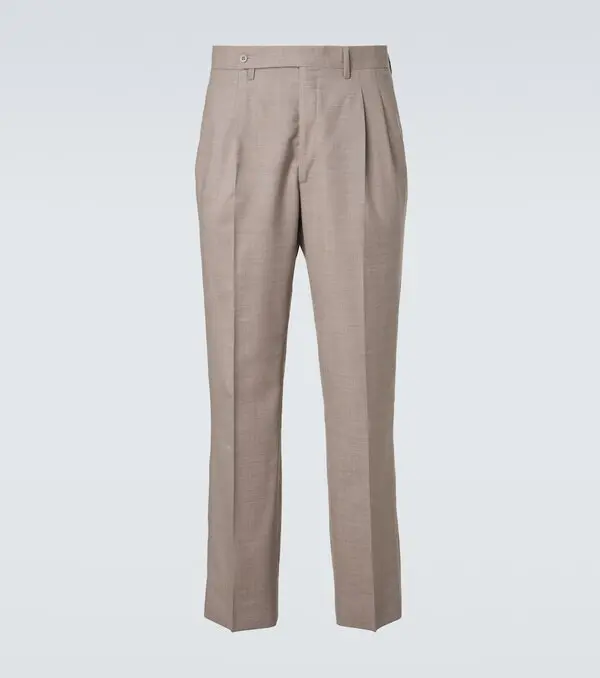 STOFFA Pleated Wool Wide-leg Trousers