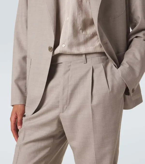 STOFFA Pleated Wool Wide-leg Trousers