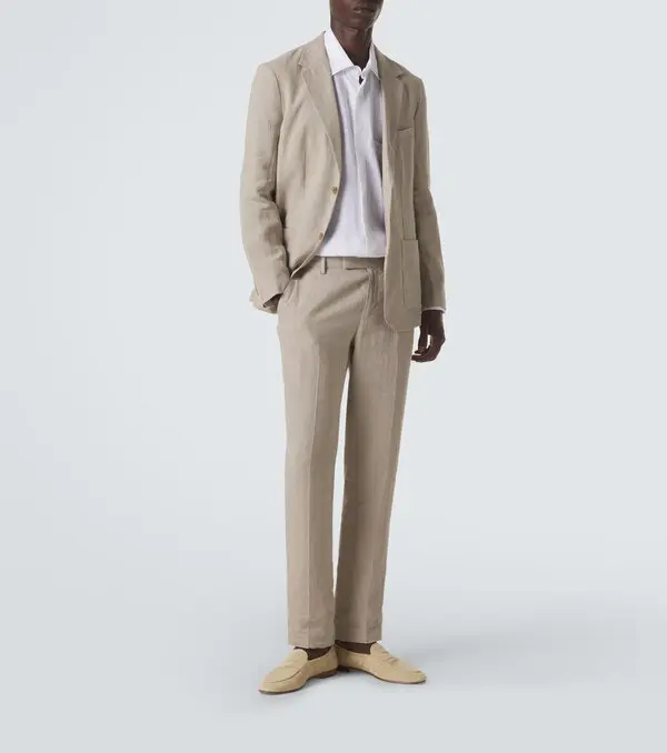 Sunspel Linen Straight Leg Trousers