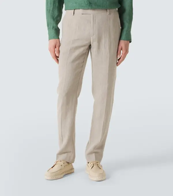 Sunspel Linen Straight Leg Trousers