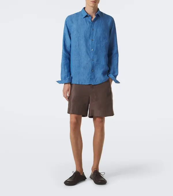 Sunspel Linen Shirt - Blue