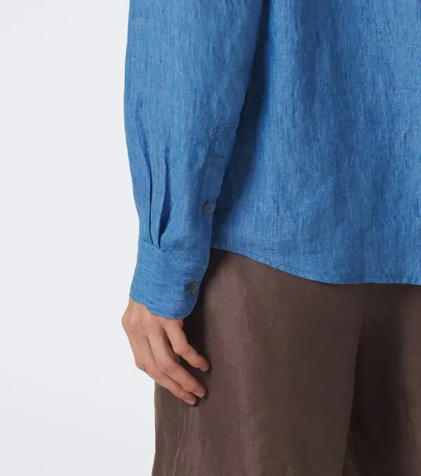 Sunspel Linen Shirt - Blue