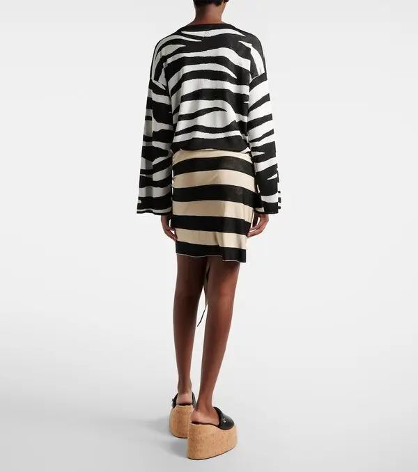 Attico Knitted Zebra-print Minidress