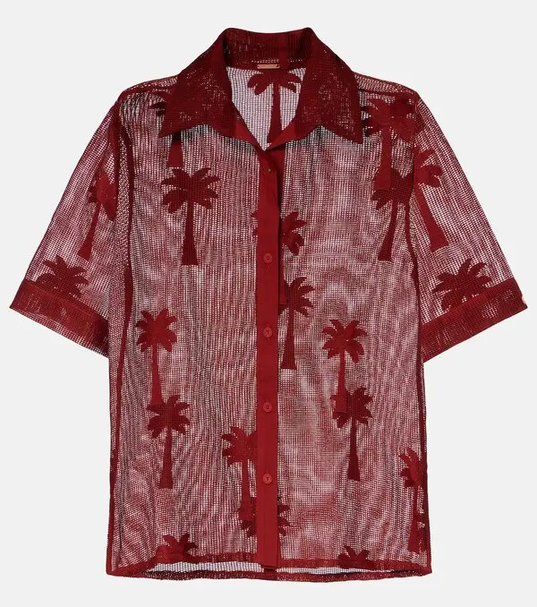 Johanna Ortiz Embroidered Cotton-blend Mesh Shirt - Red