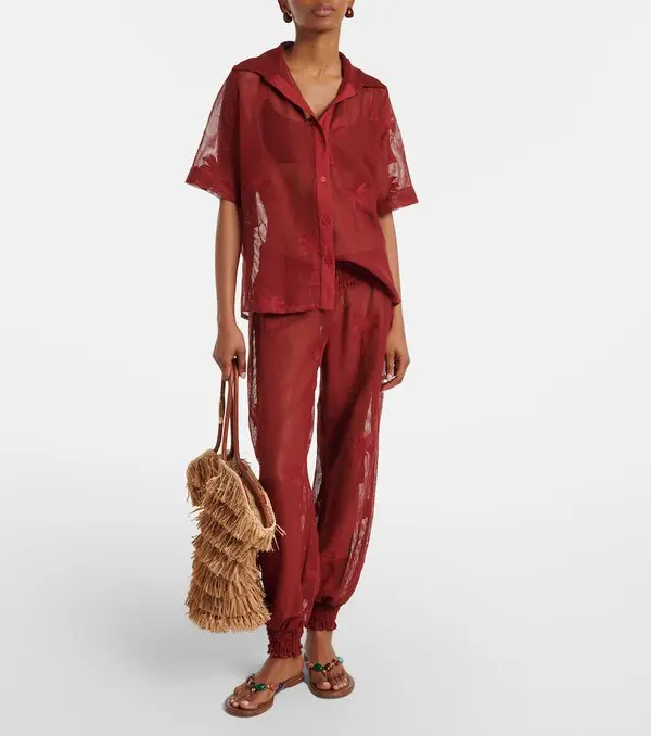 Johanna Ortiz Embroidered Mesh Balloon Trousers