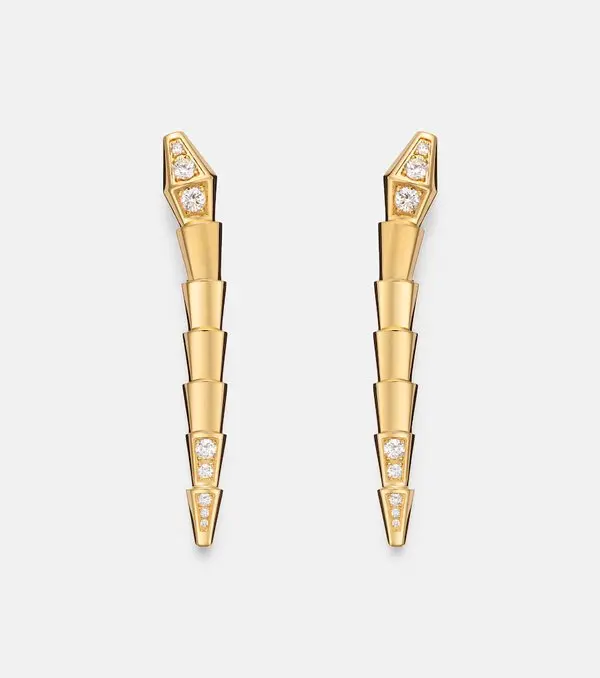 BVLGARI Serpenti Viper 18kt Yellow Drop Earrings With Diamonds - Gold
