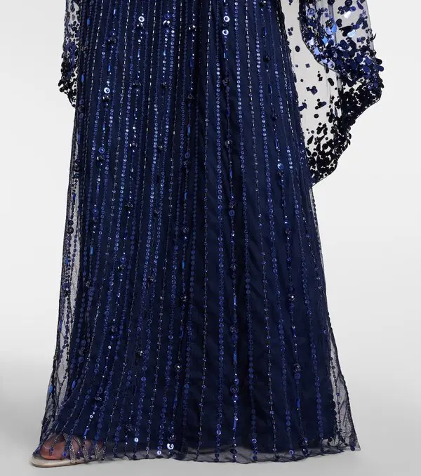 Jenny Packham Embellished Gown - Blue