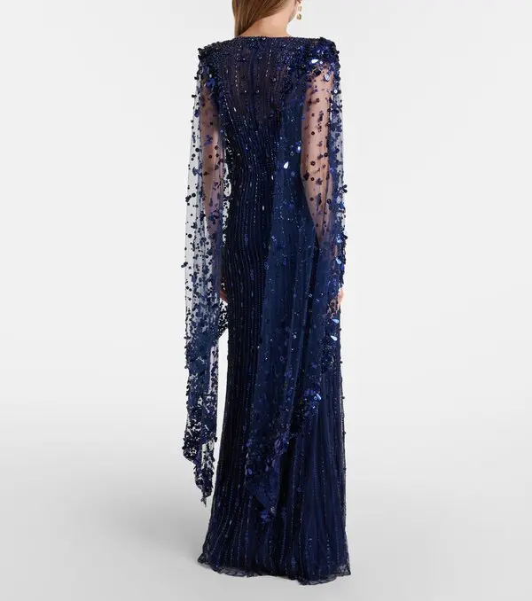 Jenny Packham Embellished Gown - Blue