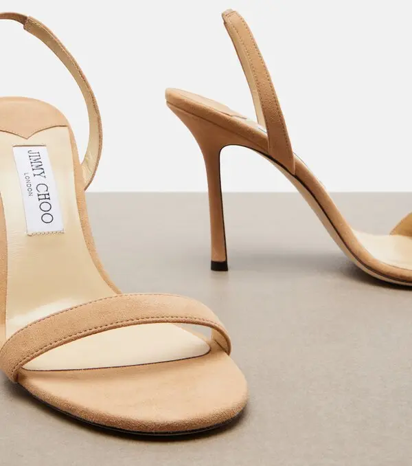JIMMY CHOO Suede Slingback Sandals - Beige