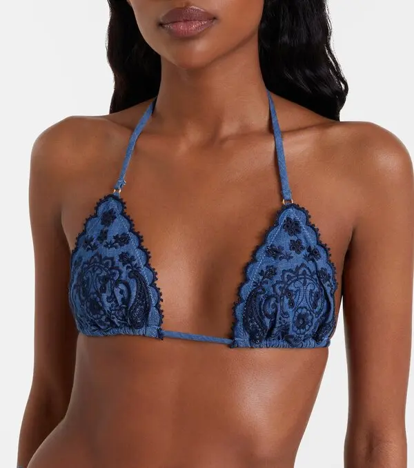 Zimmermann Aster Embroidered Denim Two-piece Set - Blue
