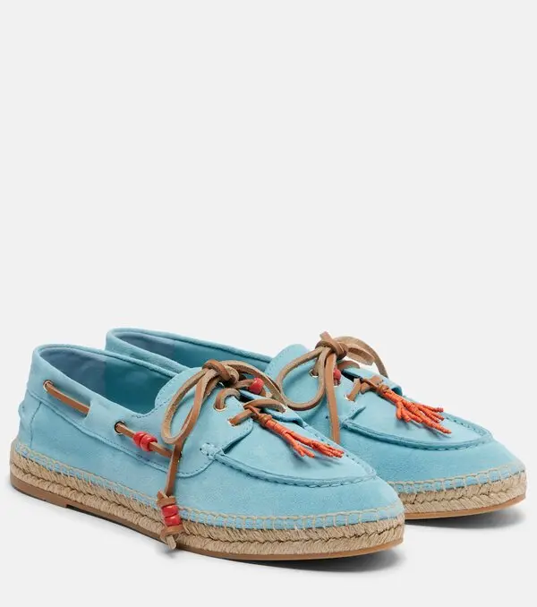 AQUAZZURA Seafarer Beaded Suede Espadrilles - Blue
