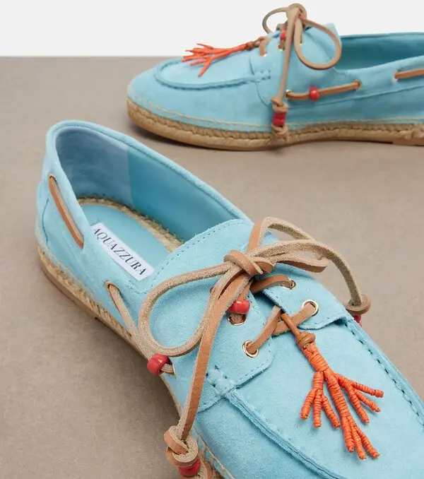 AQUAZZURA Seafarer Beaded Suede Espadrilles