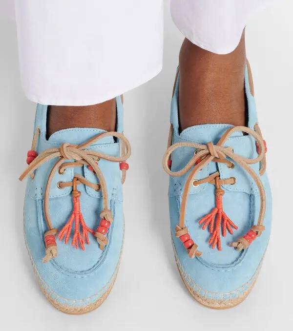 AQUAZZURA Seafarer Beaded Suede Espadrilles