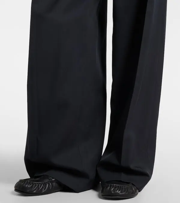 JEAN PAUL GAULTIER Leather-trimmed Wool Wide-leg Pants