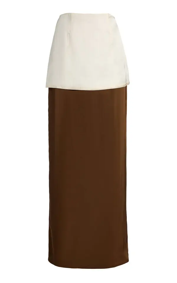 Bevza Double-layer Satin Maxi Skirt - Multi