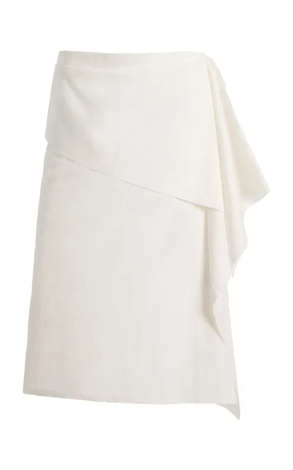 NICCOLO PASQUALETTI Sutura Draped Linen-cotton Midi Skirt - White