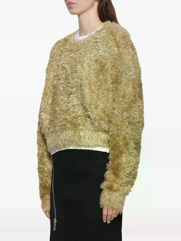 Noir Kei Ninomiya Lamé-effect Cropped Sweater - Gold