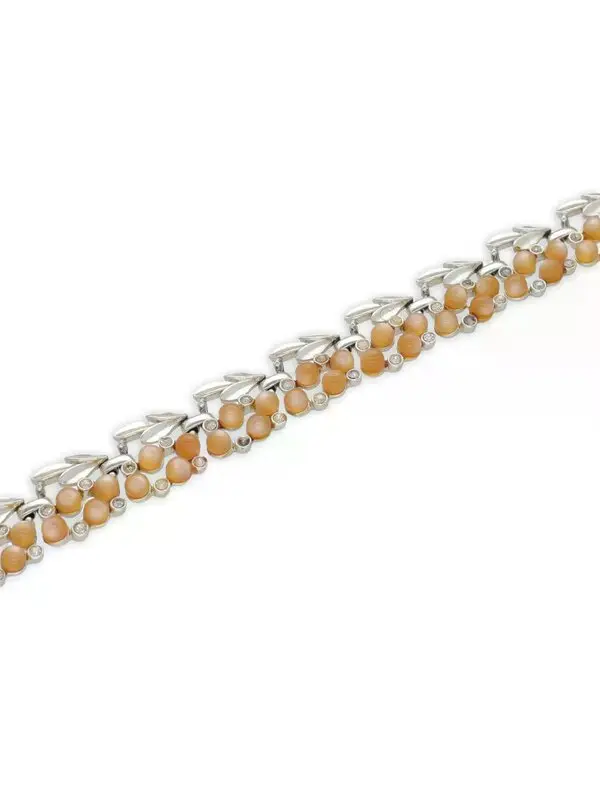 Vintage Leaf-motif Beaded Necklace With Crystal Embellishments