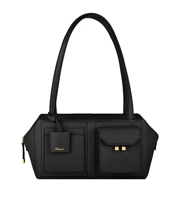 Chopard Ice Cube Leather Shoulder Bag - Black