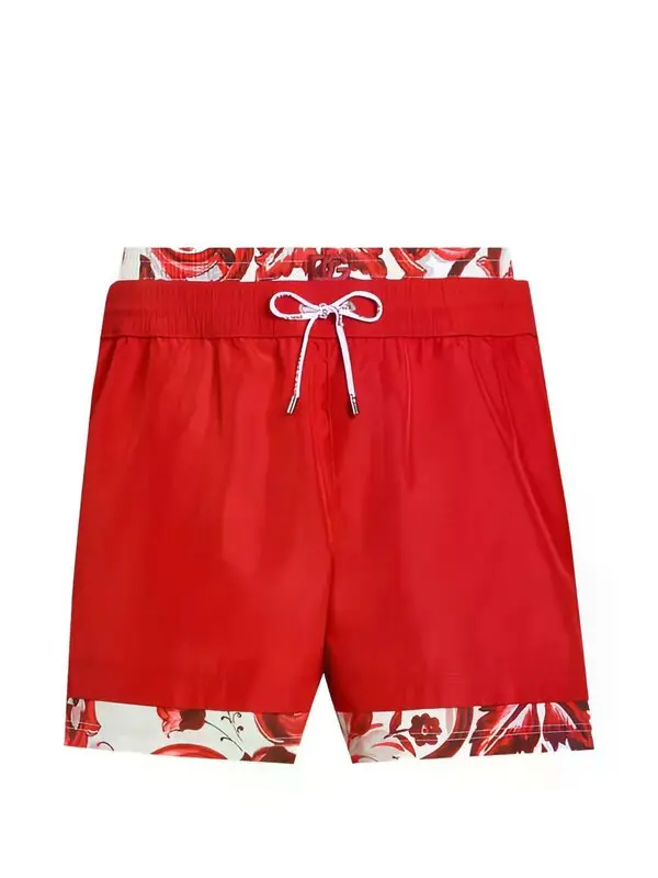 Dolce & Gabbana Majolica Print Swim Boxer Shorts - Red
