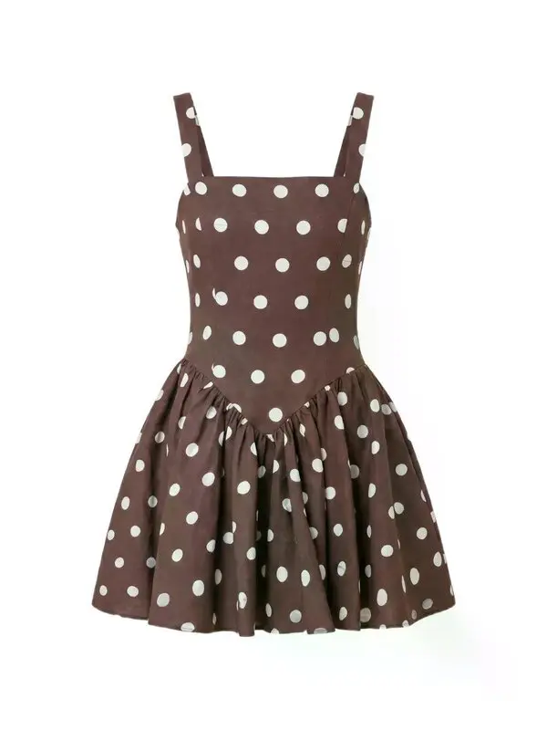 NICHOLAS Vittoria Polka-dot Mini Dress - Brown