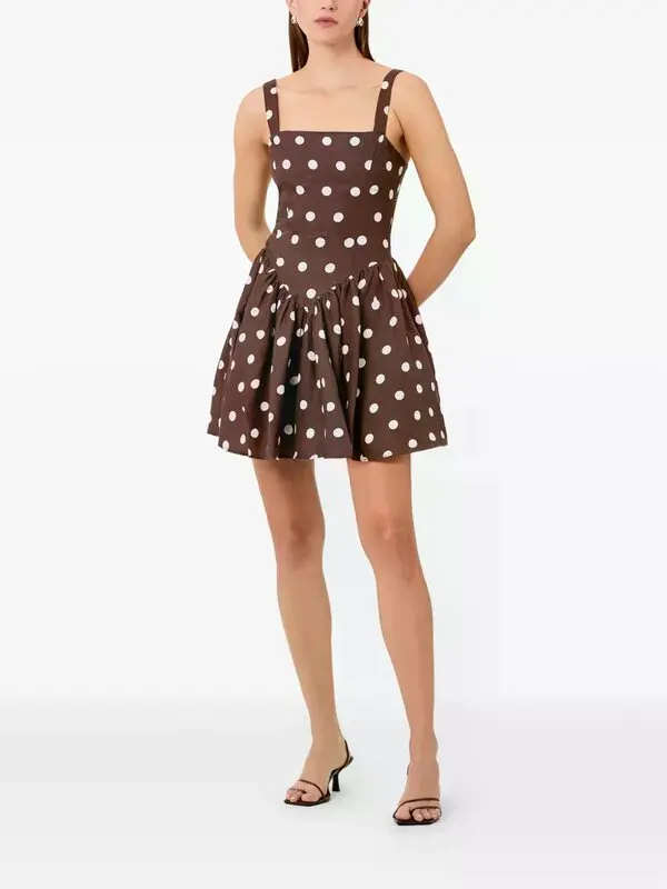 NICHOLAS Vittoria Polka-dot Mini Dress - Brown