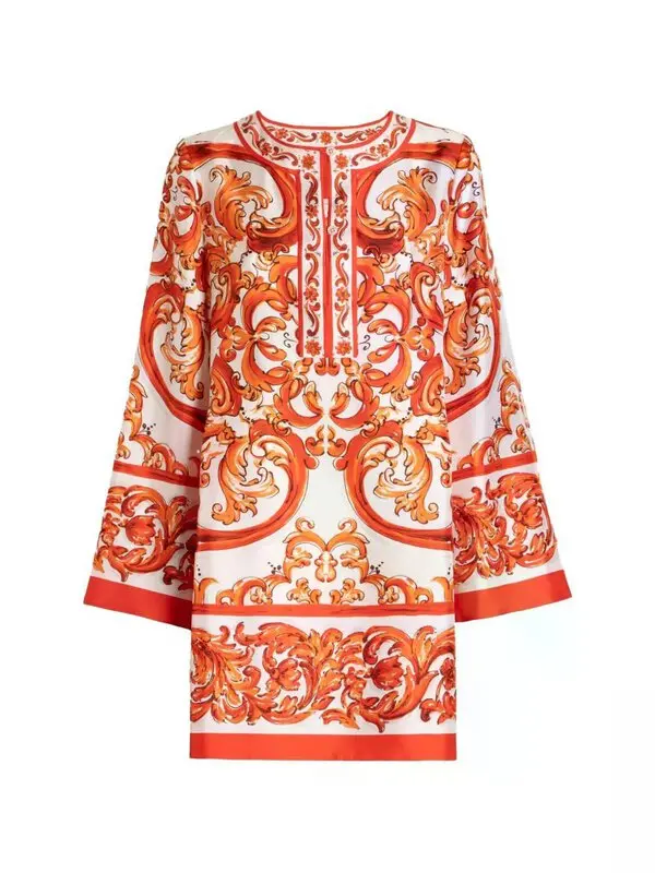 Dolce & Gabbana Baroque Print Silk-satin Tunic Midi Dress