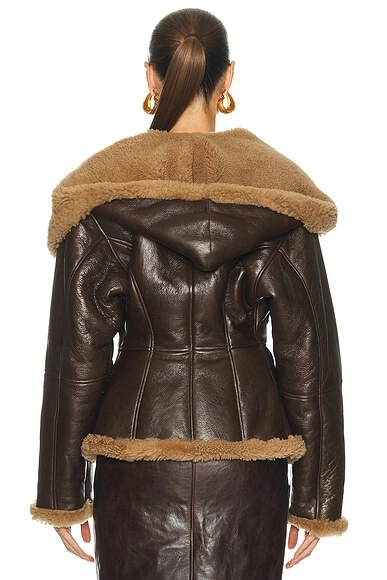 Magda Butrym Leather Shearling Hooded Jacket