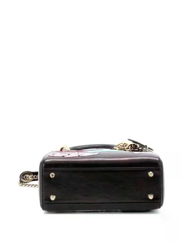 Dior Lady Chain Bag Beaded Leather Mini Shoulder Bag - Black