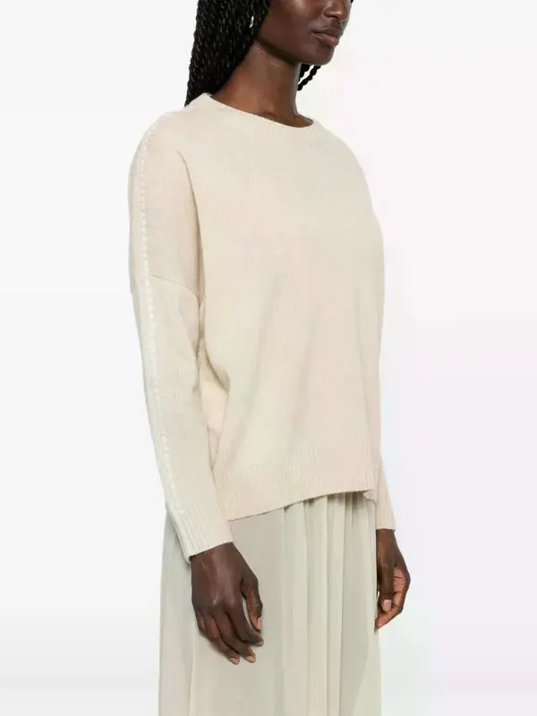 KUJTEN Amelina Whipstitch Detail Crew Neck Sweater