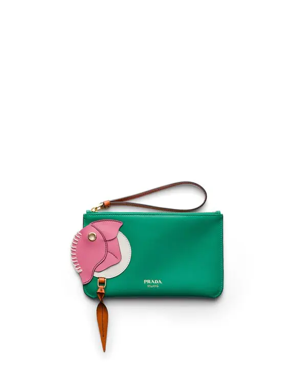 Prada Leather Zipper Pouch - Begonia/mango