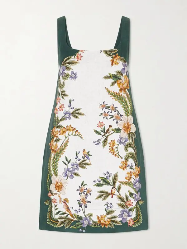 Farm Rio Linen Floral Print Mini Dress - Multi
