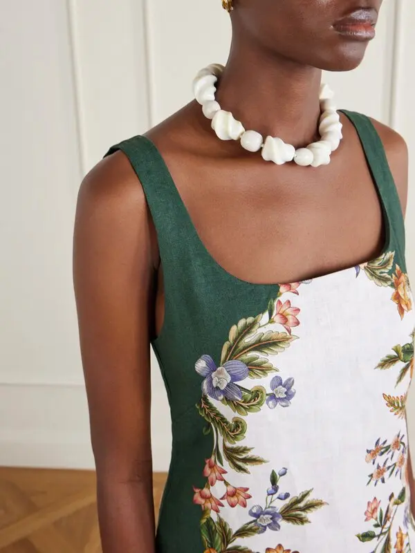 Farm Rio Linen Floral Print Mini Dress