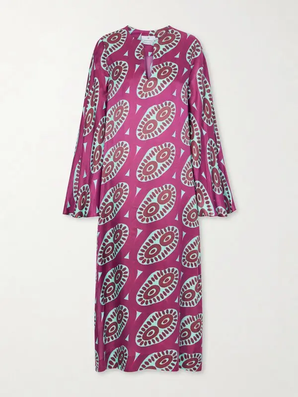 Themis Z Selene" Printed Silk-blend Satin Kaftan - Multi