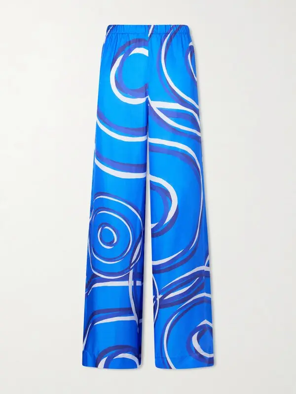Themis Z Elysia Printed Silk-blend Satin Wide-leg Pants