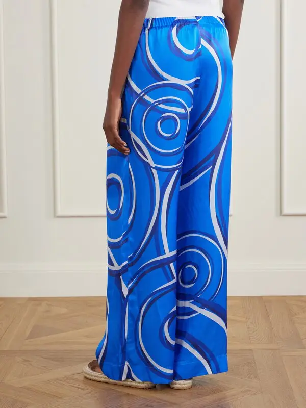 Themis Z Elysia Printed Silk-blend Satin Wide-leg Pants