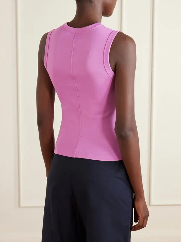 FLORE FLORE Esmé Ribbed Organic Cotton-jersey Tank - Pink