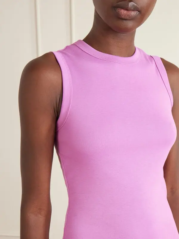 FLORE FLORE Esmé Ribbed Organic Cotton-jersey Tank - Pink