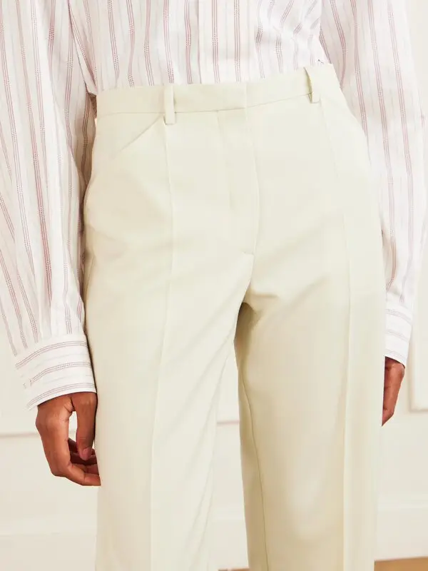 Calvin Klein Ramie-blend Twill Straight-leg Cropped Pants With Oversized Cuffs