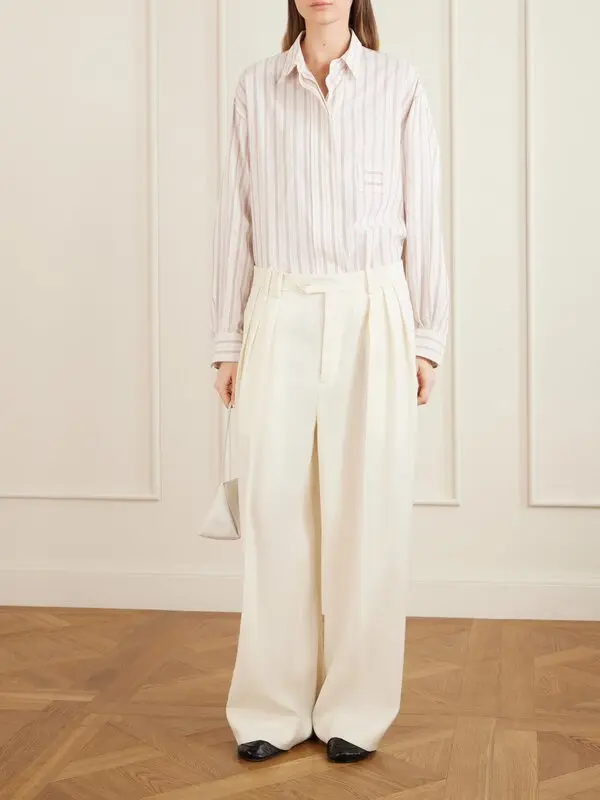 Calvin Klein Alexandra Pleated Wide-leg Wool Trousers