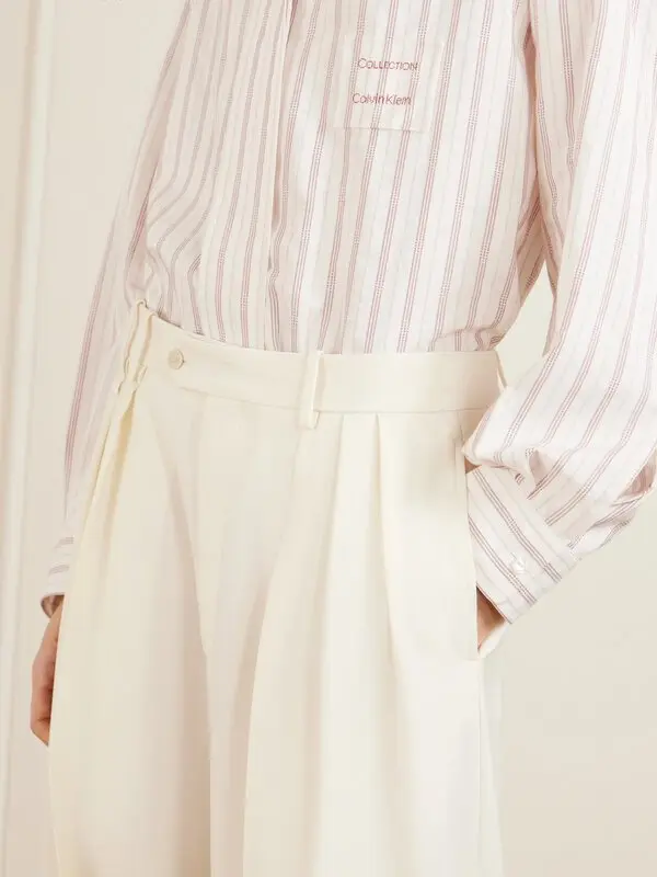 Calvin Klein Alexandra Pleated Wide-leg Wool Trousers
