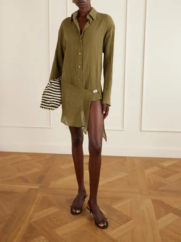 Attico Asymmetric Cotton Mini Dress