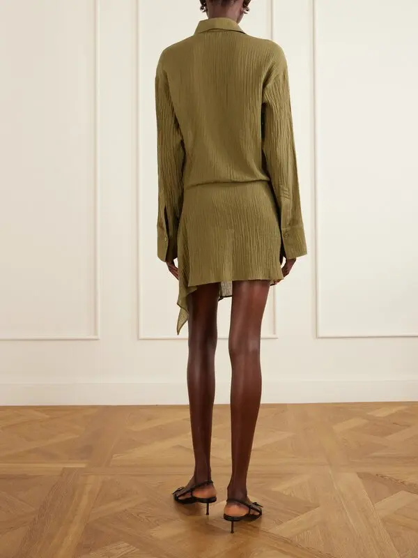 Attico Asymmetric Cotton Mini Dress