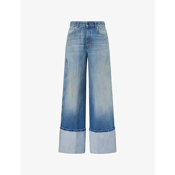Givenchy Wide-leg Turn-up Denim Jeans - Medium Blue