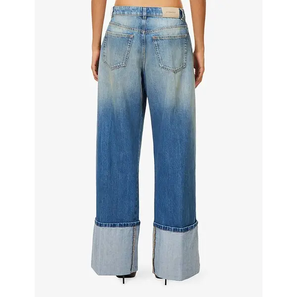 Givenchy Wide-leg Turn-up Denim Jeans - Medium Blue