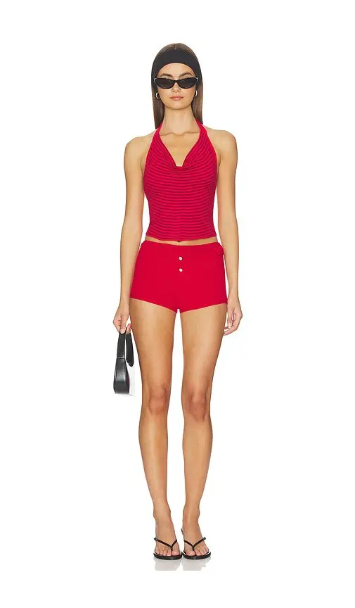 Frankies Bikinis Briar Cloud Knit Halter Top - Red